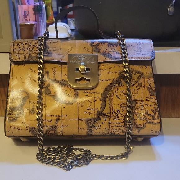 Patricia Nash | Bags | Vintage Map Print Handbag With Chain Strap ...